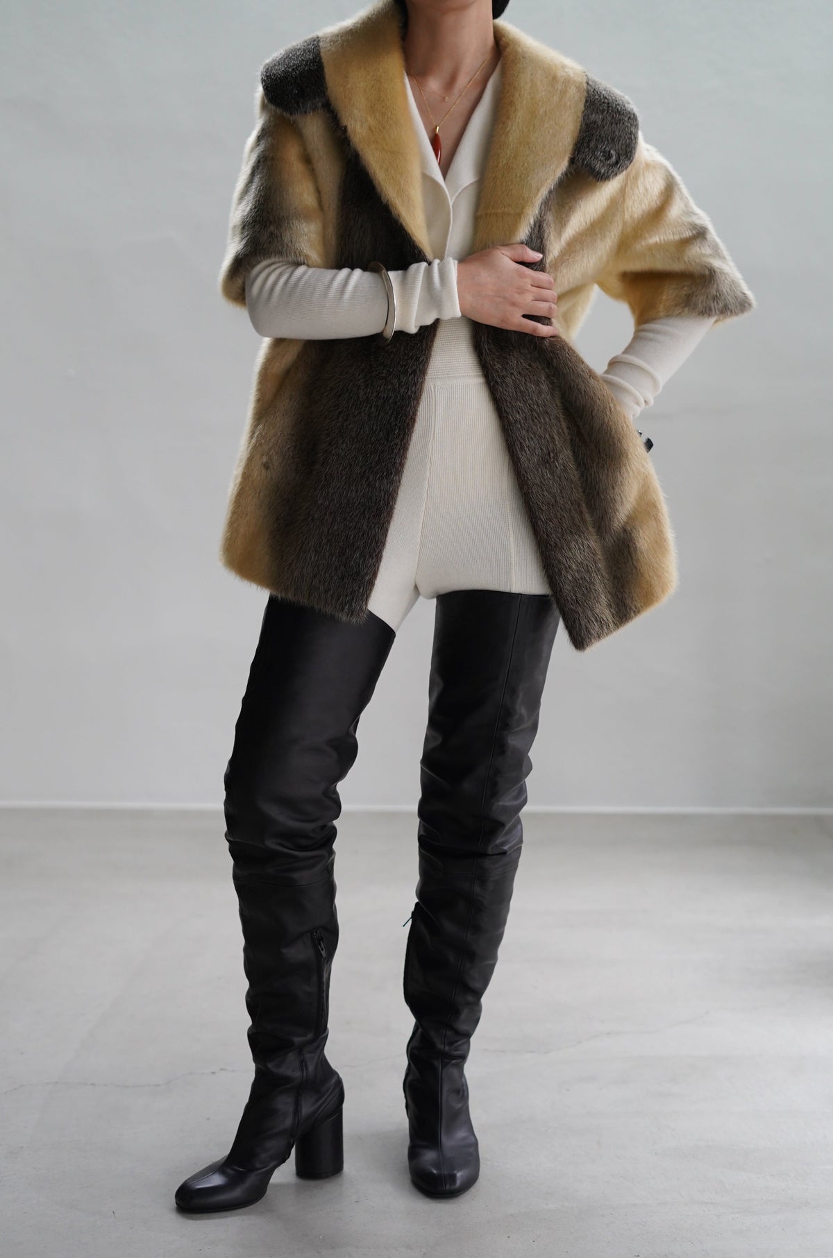 FUMIKA_UCHIDASTRETCH CASHMERE TRACK PANTSin OYSTER/VIOLET – PORT