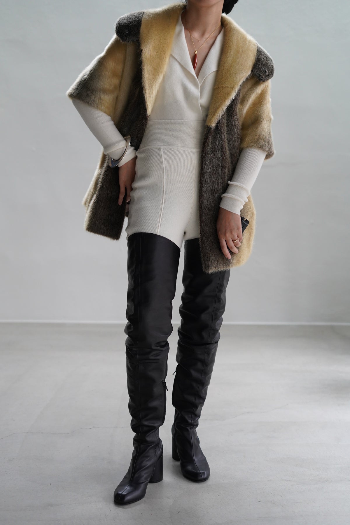 FUMIKA_UCHIDASTRETCH CASHMERE TRACK PANTSin OYSTER/VIOLET – PORT